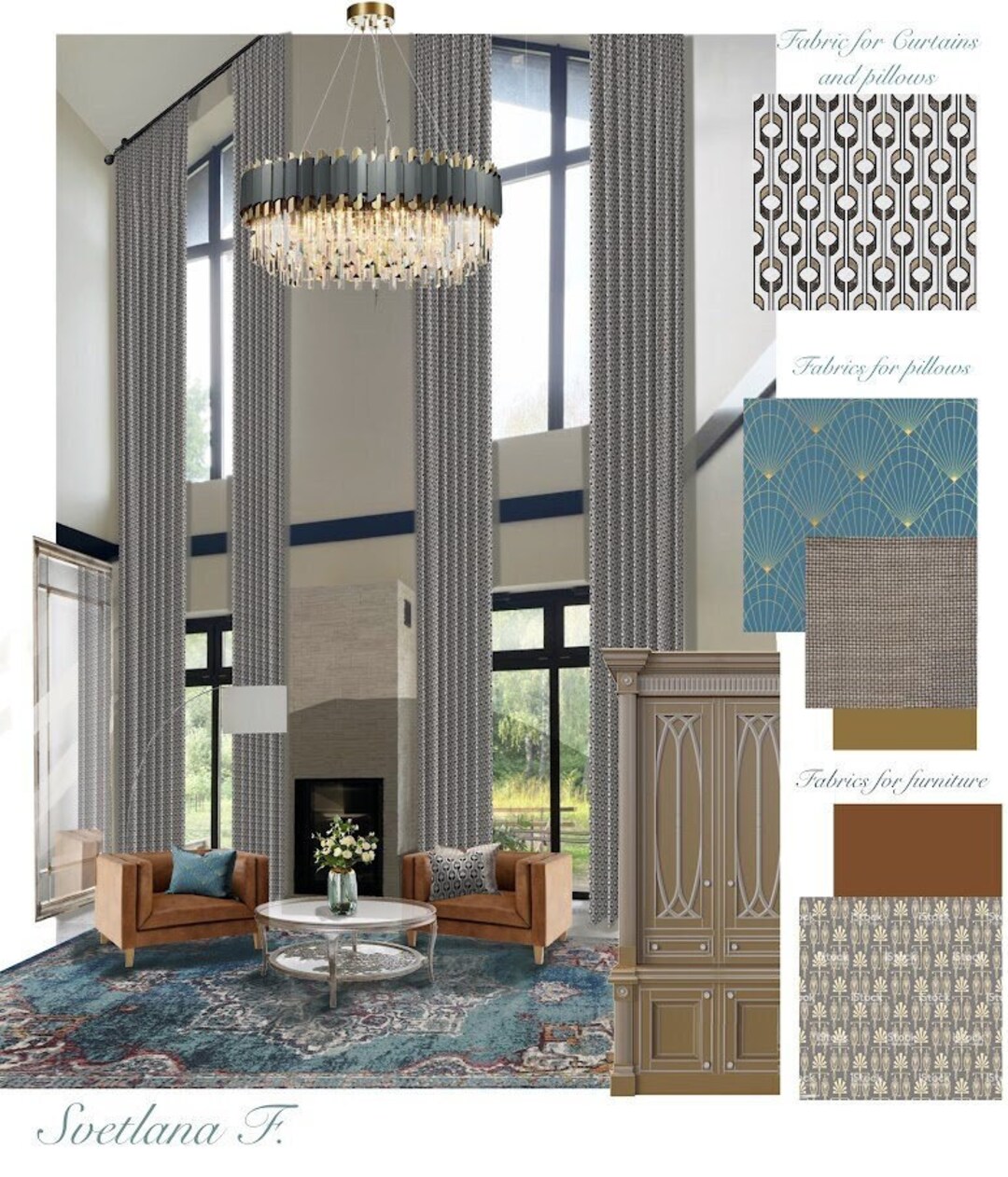 Individual Rendering of Textiles in the Interior in the Style - Etsy