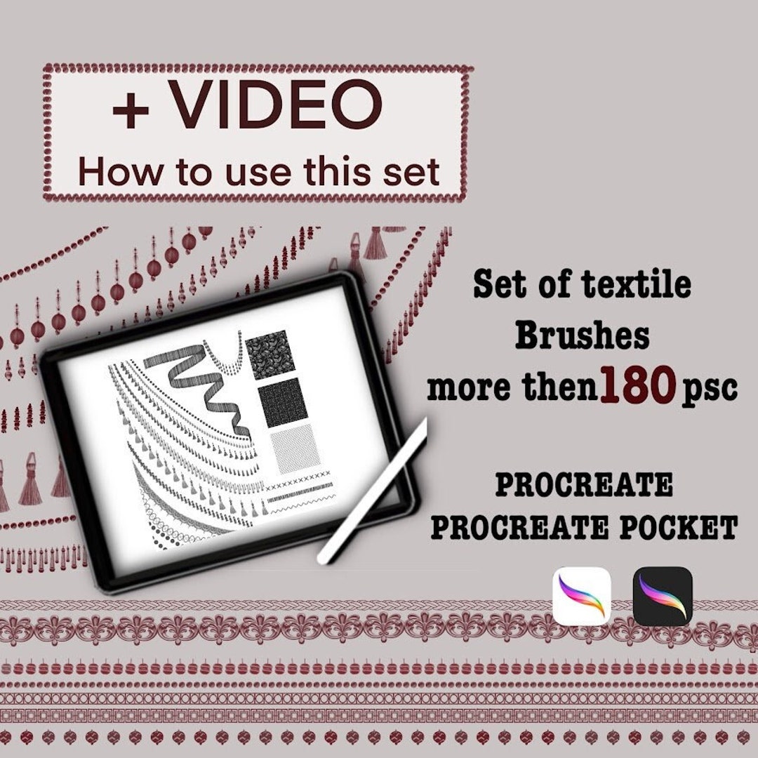 Set of Textile Brushes for Procreate 190 Pcs Video/ipad/iphone Fringe ...