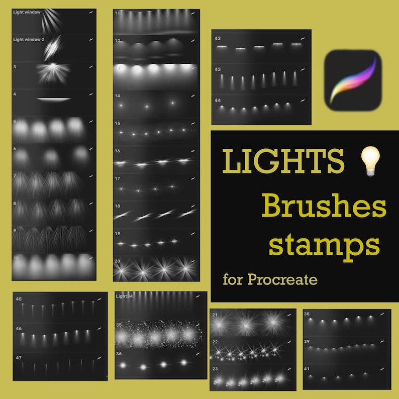 45 Lights Brush Set/procreate Brushes/architect Brushes/space Planning ...