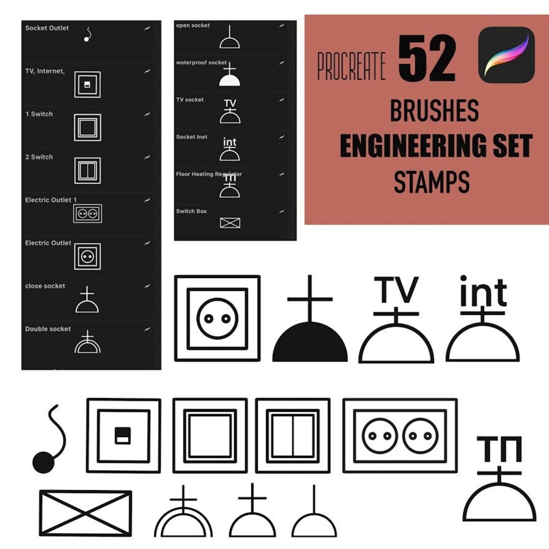 Procreate Engineering Stamp/procreate Brushes Set - Ideal for ...