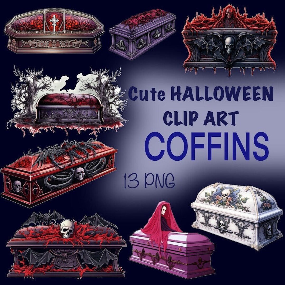 Halloween Coffin Clipart Pack/watercolor PNG Illustrations/instant ...