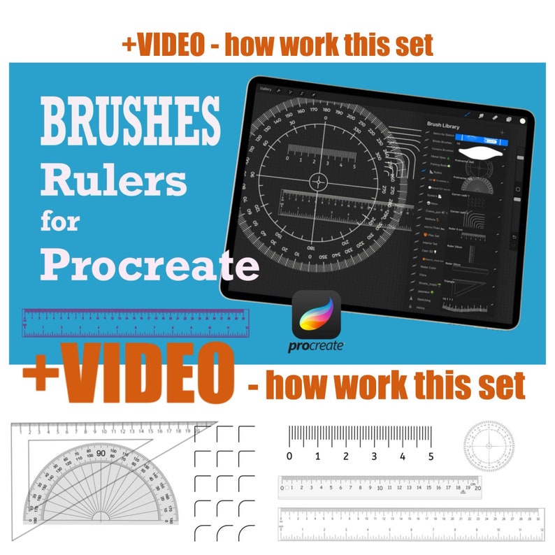Digital Rulers for Procreate Brushes/ruler Template Procreate Stamp ...