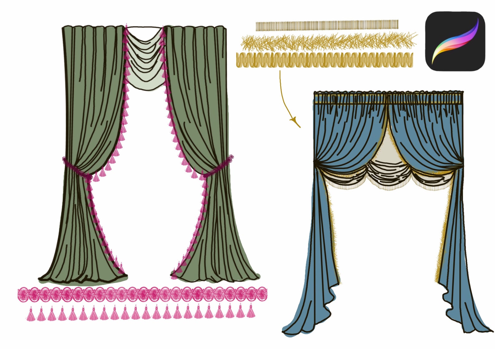 27 Fabric Texture Procreate Brushes | Interior Design Textile Tools ...