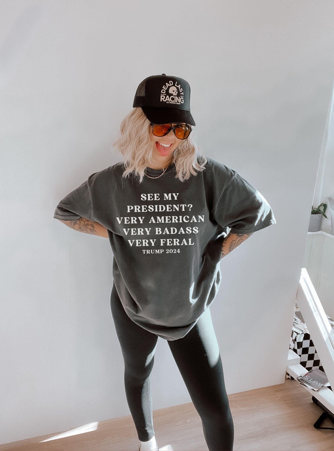 Trump Feral 2024 Comfortcolors Trumpshirt Drill Baby Drill Womens Trump ...