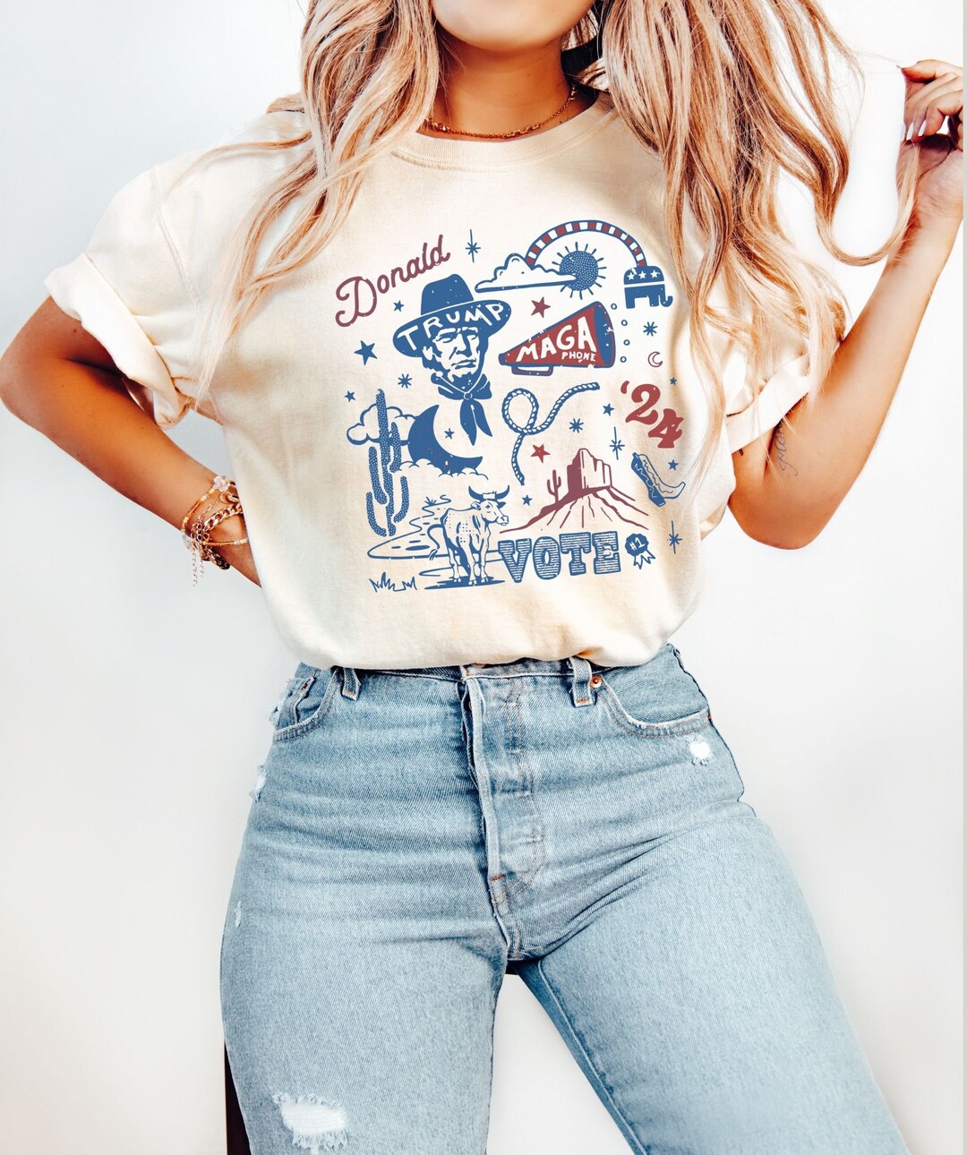 Cowboy Trump Lets Go Brandon Trump 2024 Sweatshirt MAGA Apparel Ultra ...