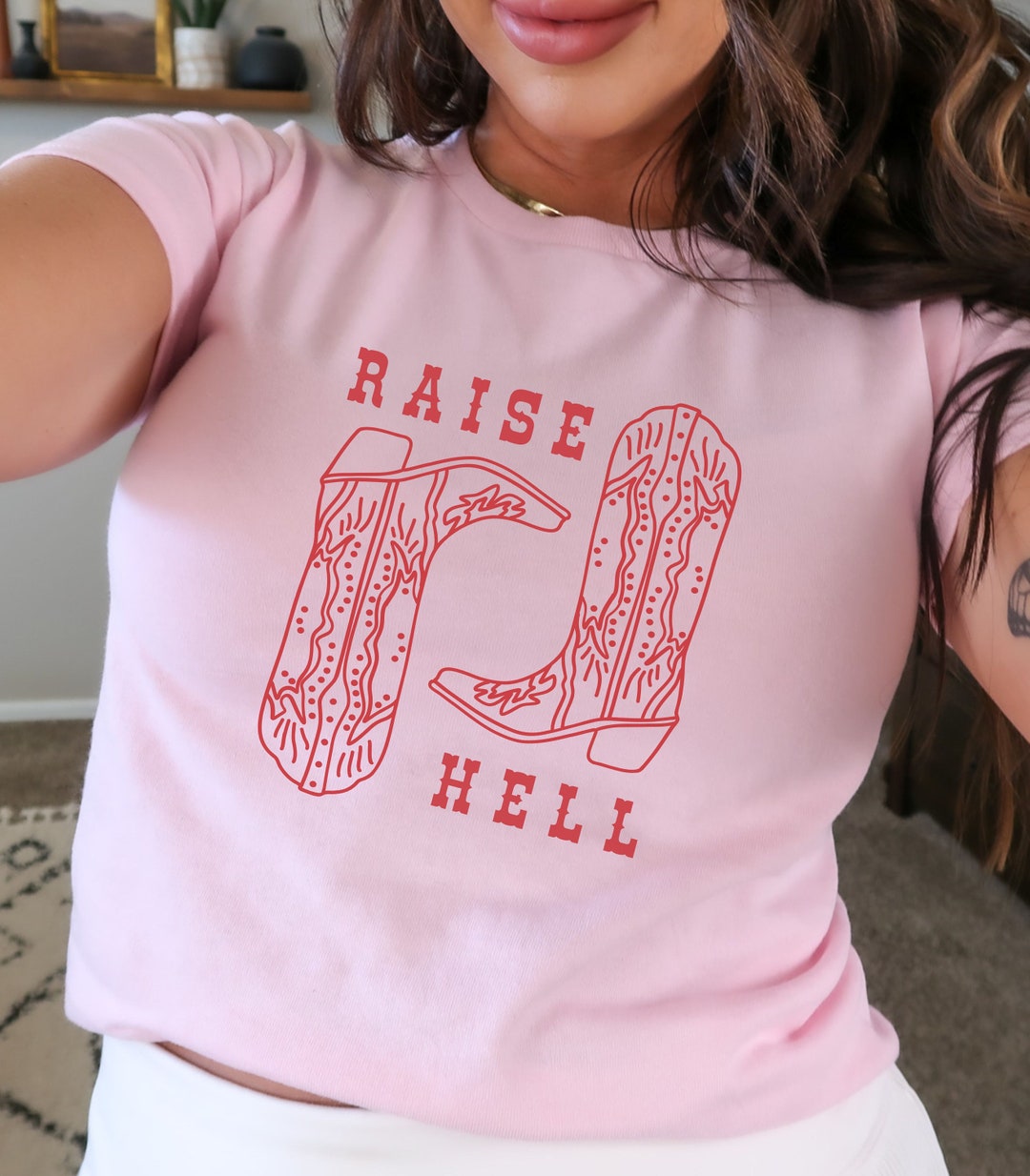 Raise Hell Baby Tee Cowgirl Concert Outfit Y2K Baby Tee Crop Top ...