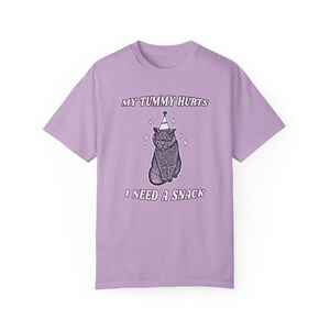 My Tummy Hurts I Need A Snack Meme Cat Comfortcolors Tshirt Tummy Ache ...