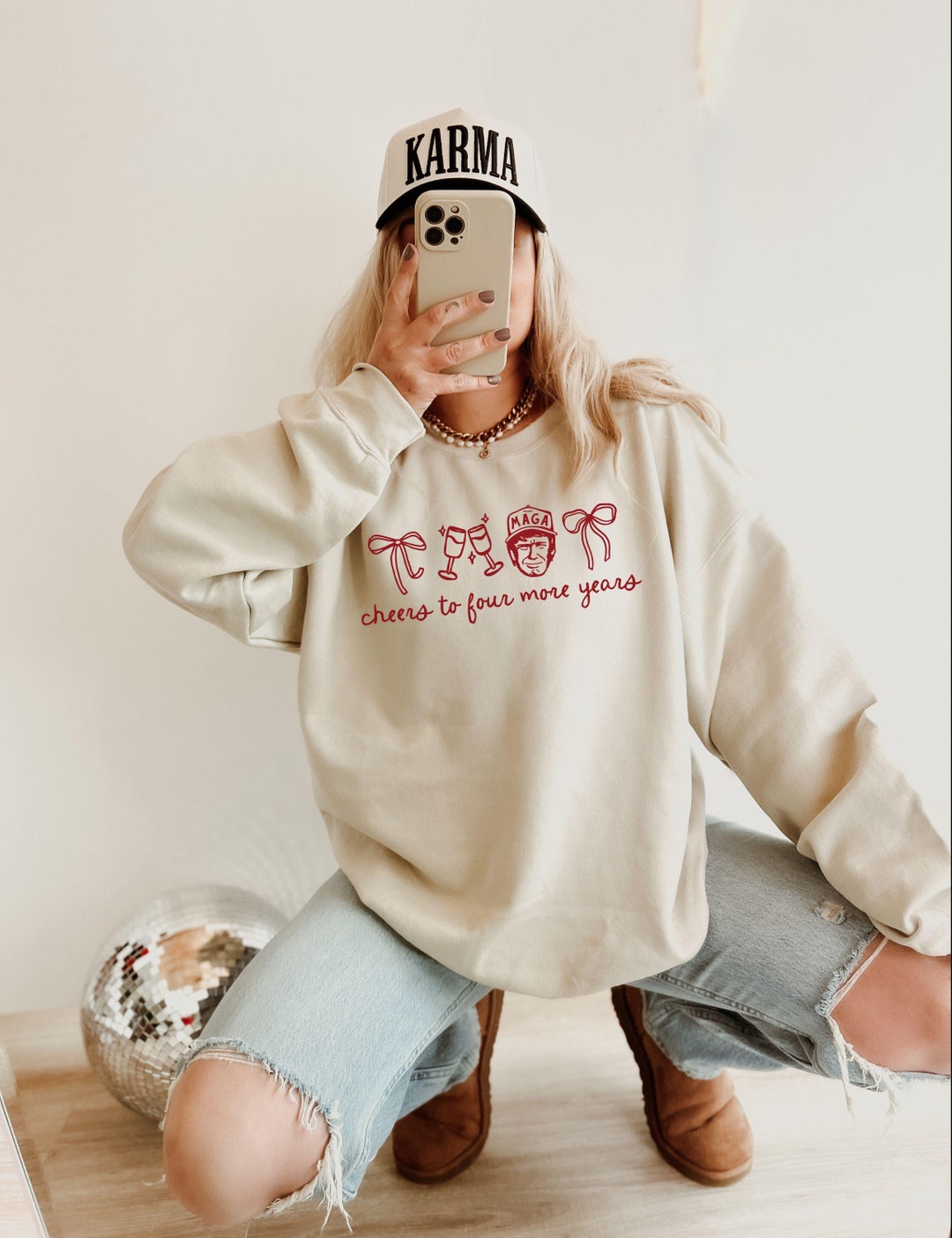 Trump New Years Sweatshirt Coquette Bow Shirt Trumpshirttrump 2024 MAGA ...