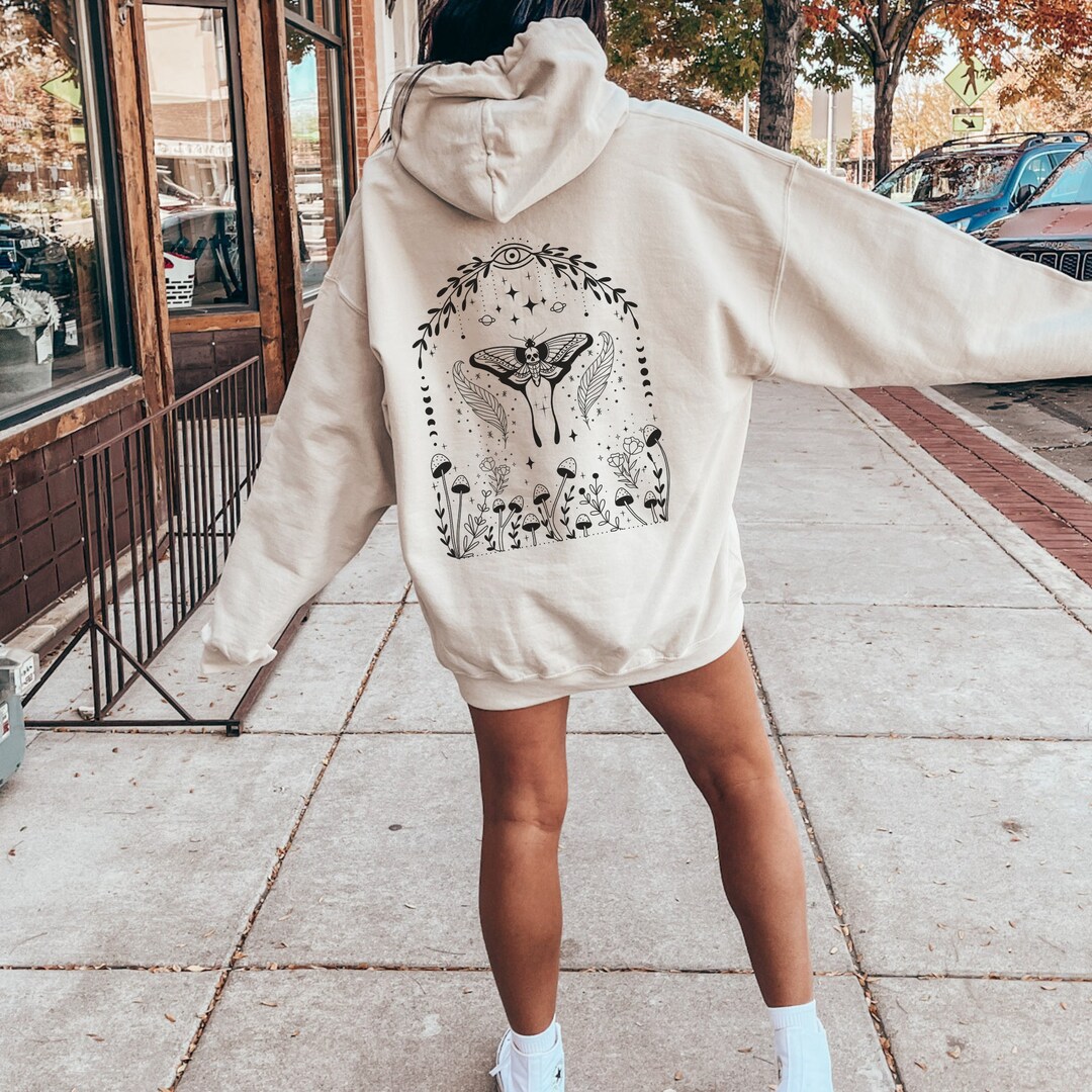 Luna Moth Mushroom Hoodie Moth Hoodie Moth Shirt Witchy Hoodie Goth ...