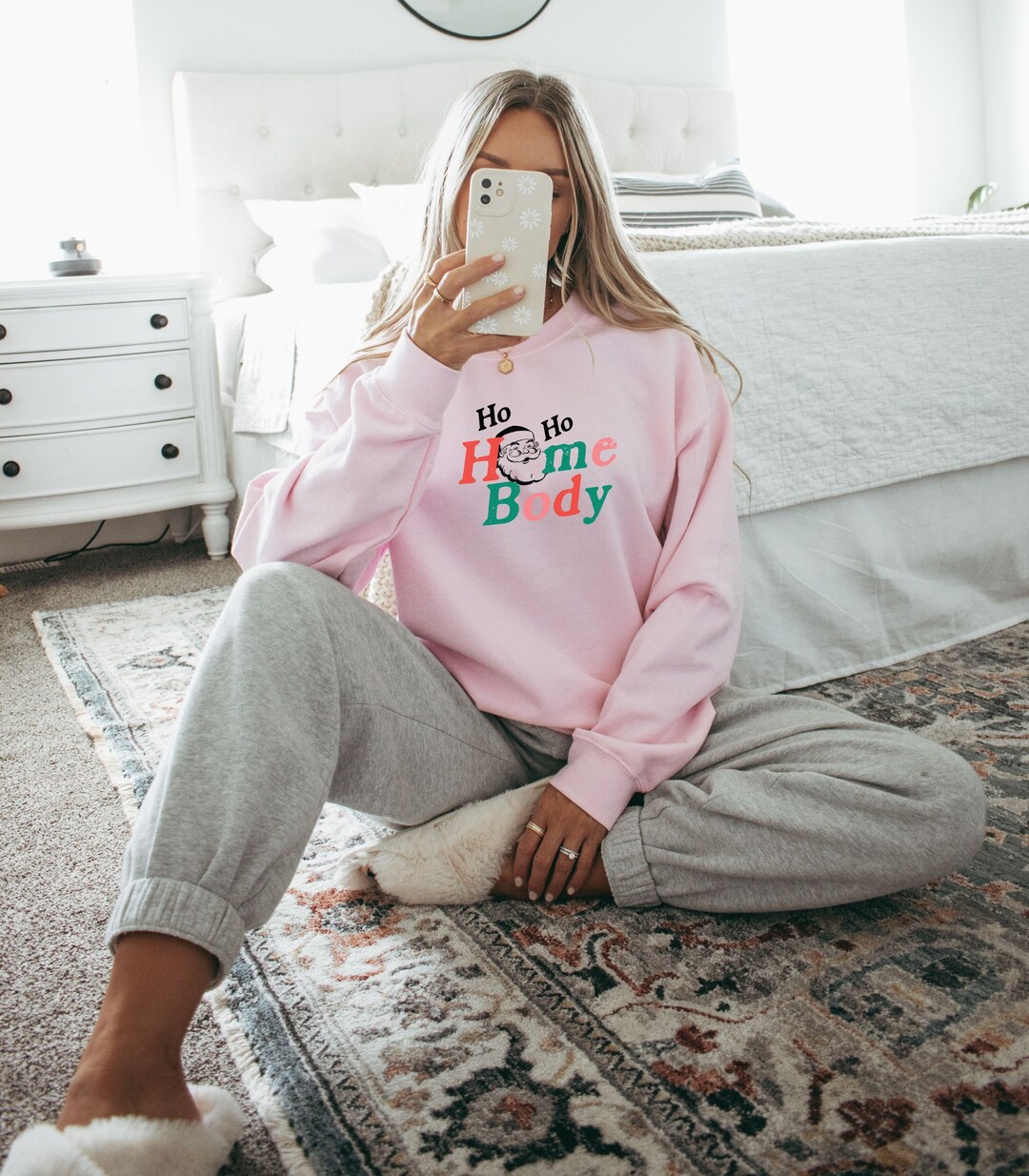 Homebody Sweatshirt Retro Santa Santa Face Christian Crewneck Christian Merch Ho Ho Homebody ...