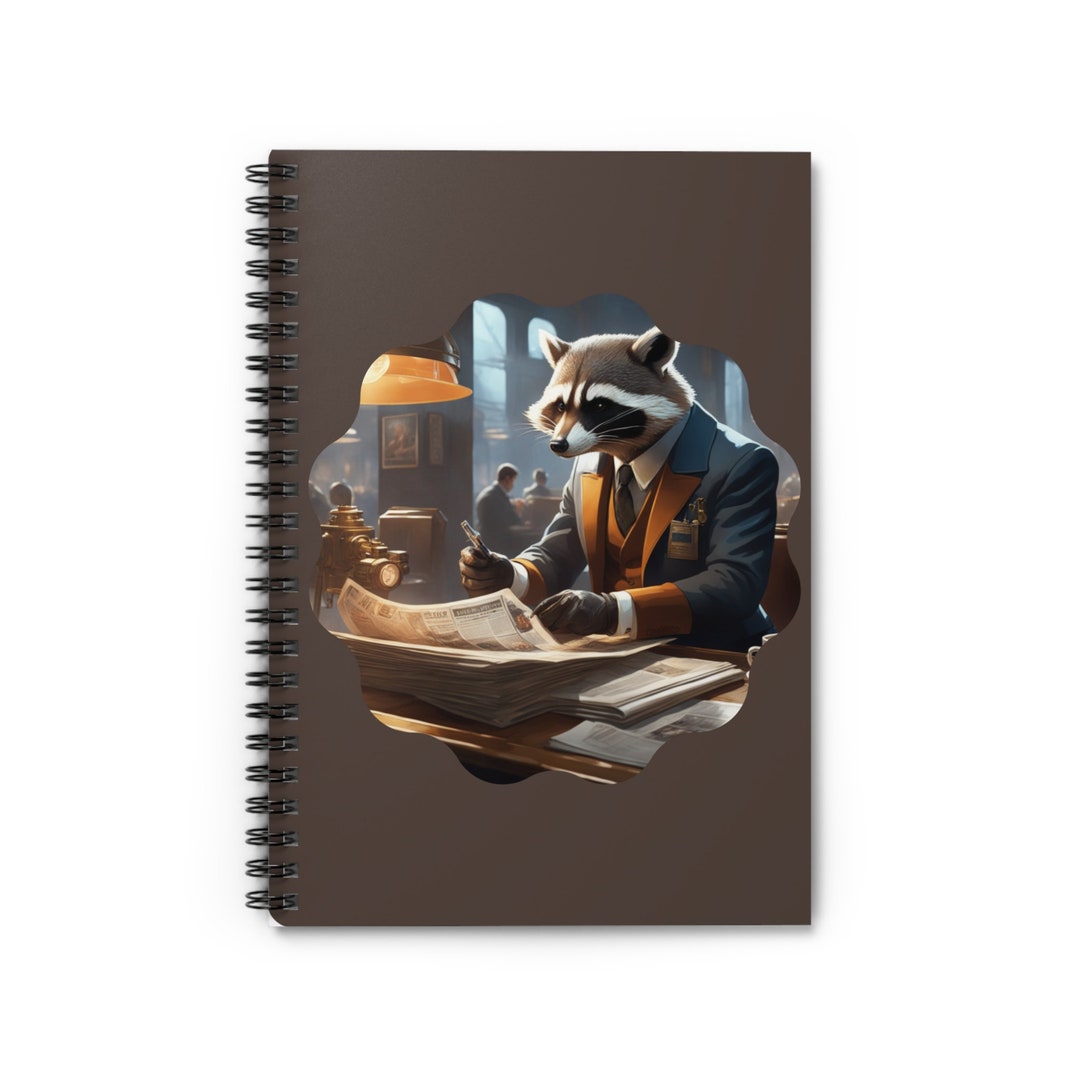 118 Ruled Line Pages DAPPER RACCOON Front Cover Print Spiral Notebook ...