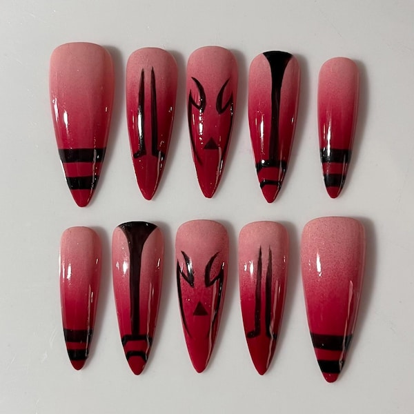 Sukuna Inspired Press on Nails – Jujutsu Kaisen Anime Nails | Hand ...