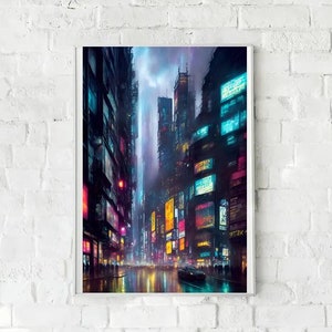 Cyberpunk, Cyberpunk City, Digital Download, Digital Art Print, Wall ...