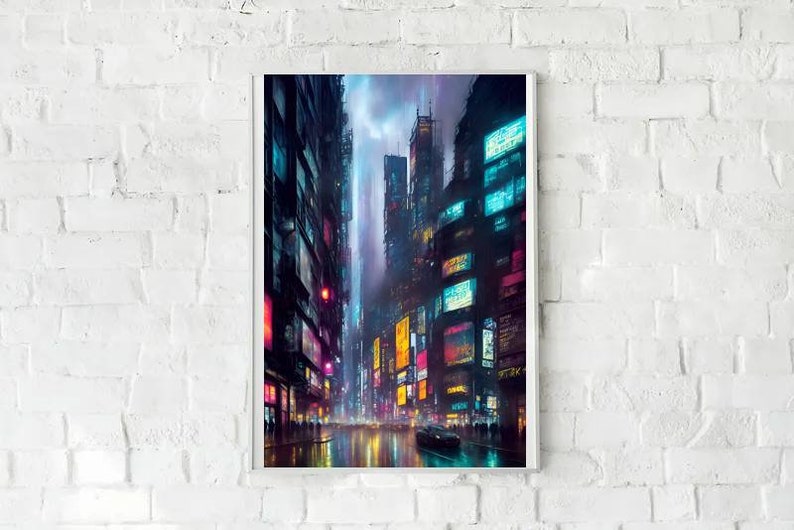 Cyberpunk, Cyberpunk City, Digital Download, Digital Art Print, Wall ...