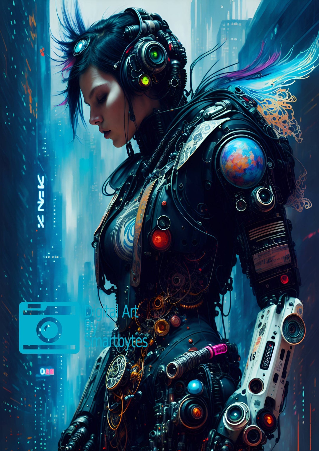 Cyberpunk, Cyberpunk Female Robot, Digital Download, Digital Art Print ...
