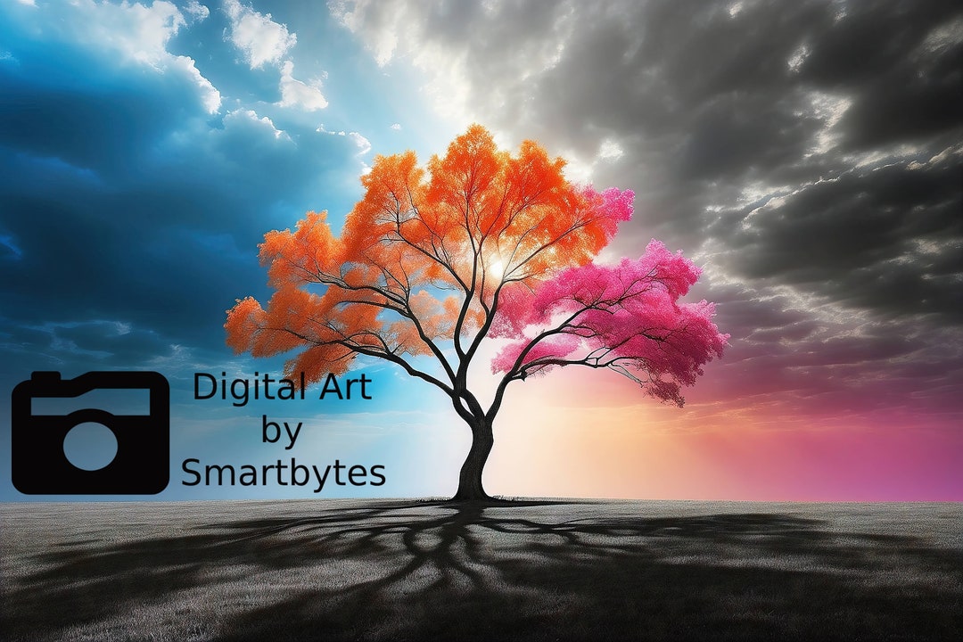 Colourful Tree, Digital Art. Download Sizes Are 30x20, 36x24, 24x20 ...