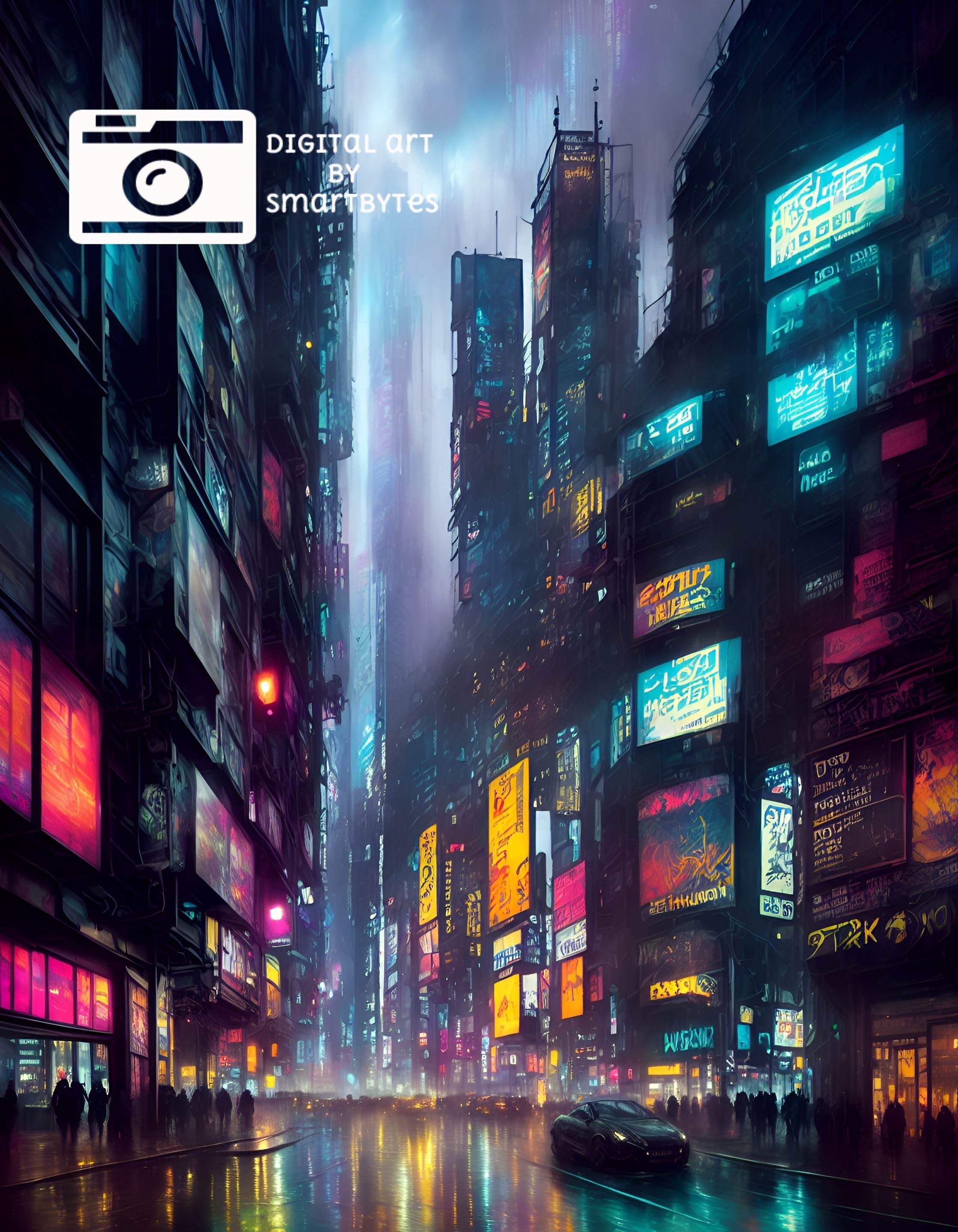 Cyberpunk, Cyberpunk City, Digital Download, Digital Art Print, Wall ...