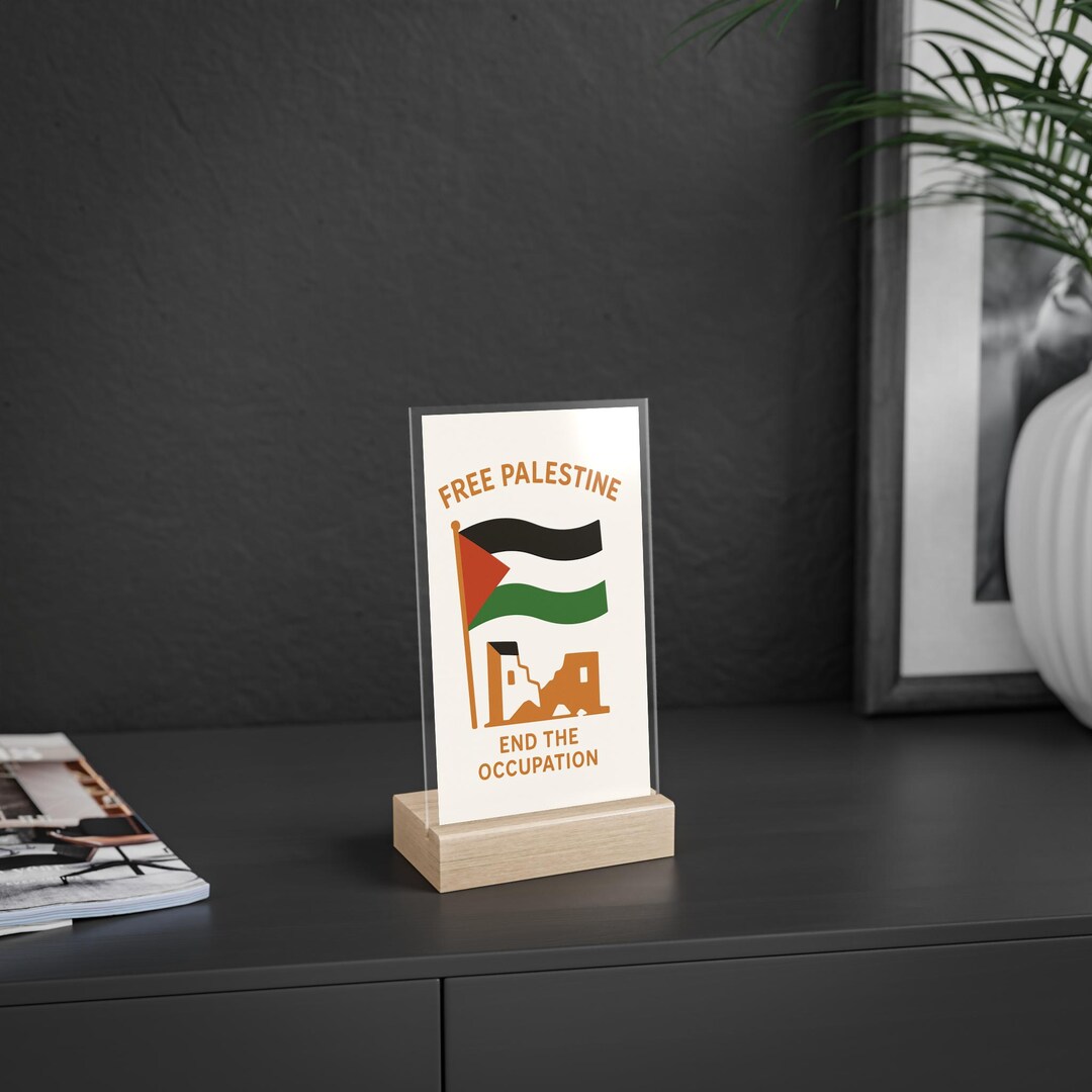 Free Palestine Acrylic Sign: Protest Art Decor With Wooden Stand - Etsy