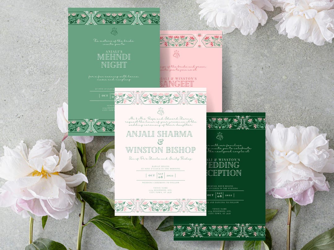 Indian Wedding Invitations, Digital Canva Template, Instant Download ...