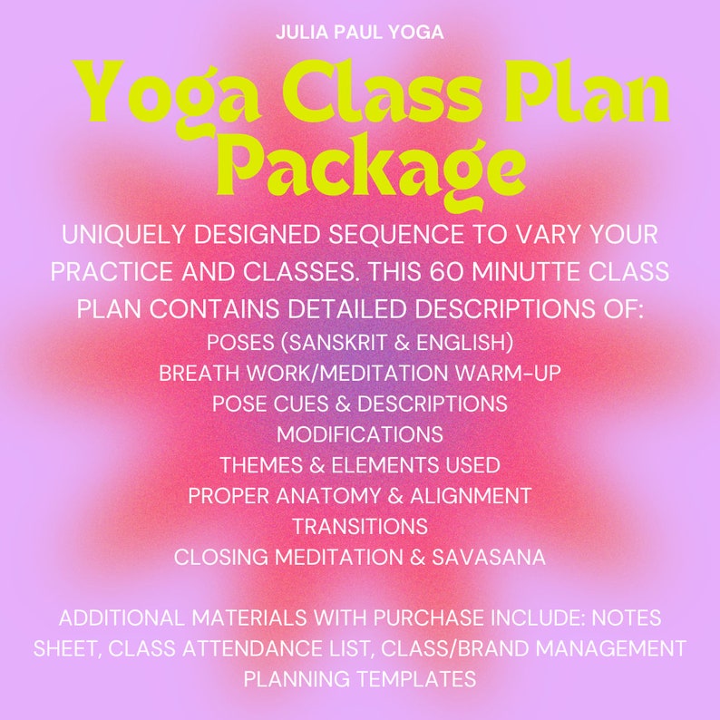 Yoga Class Plan & Business Templates: Top to Bottom Vinyasa Flow - Etsy