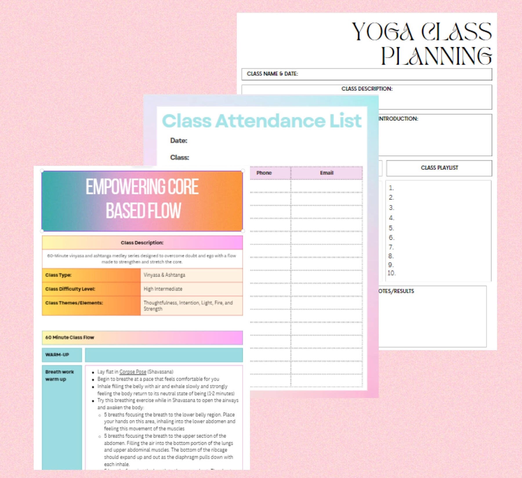 Yoga Class Plan & Templates: Empowering Core Based Flow - Etsy