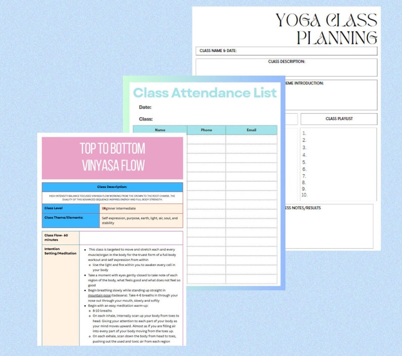 Yoga Class Plan & Business Templates: Top to Bottom Vinyasa Flow - Etsy