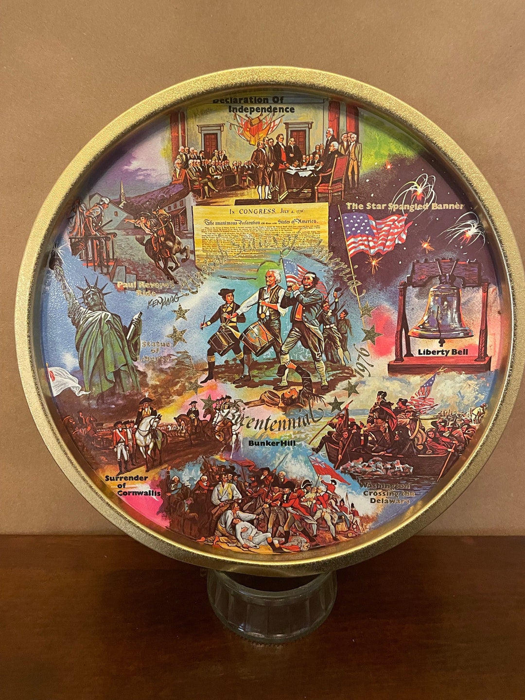 Ken Haag Bicentennial United States of America Tin Platter Vintage - Etsy