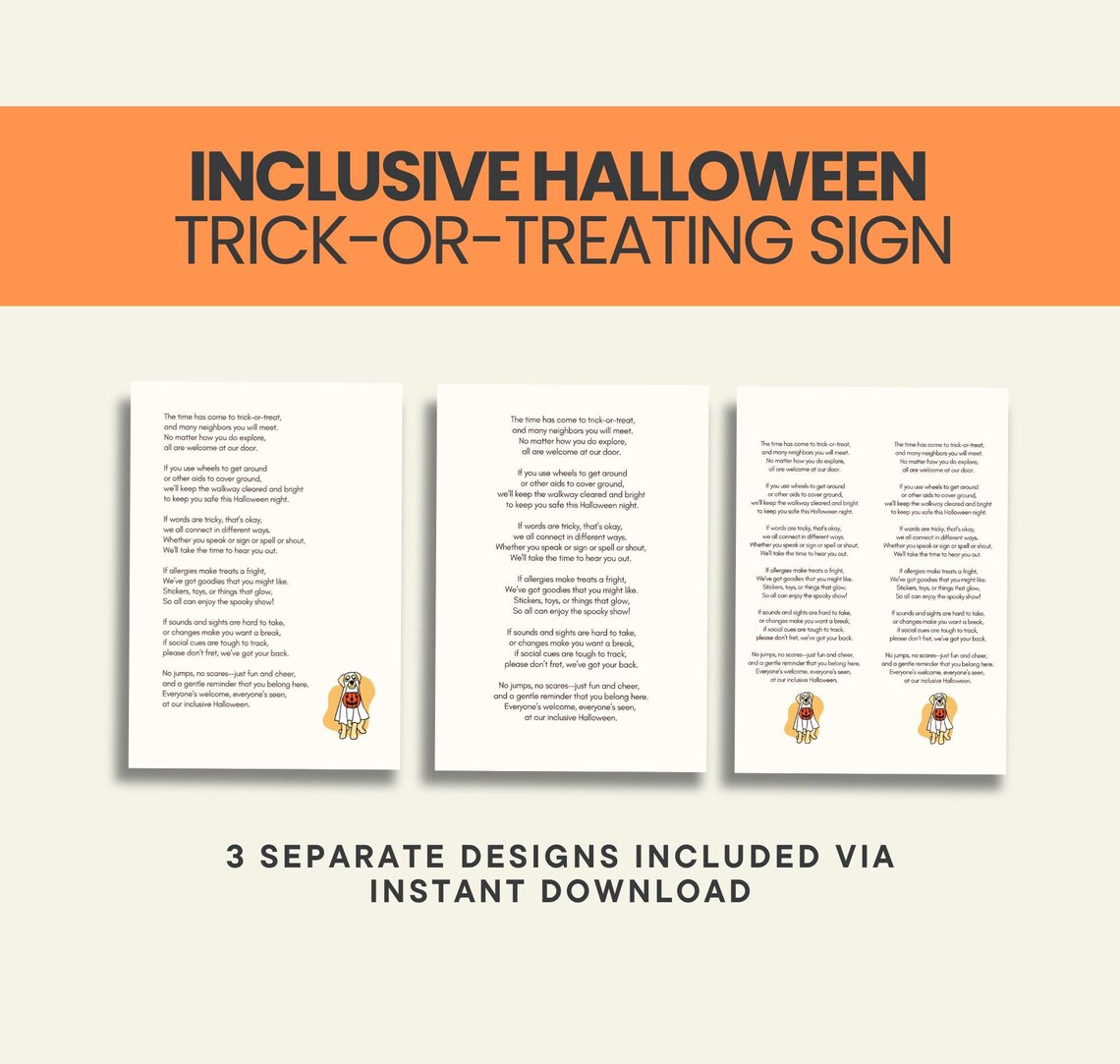 Inclusive Halloween Sign - Dog in Costume | Trick-or-treat, Trunk-or ...