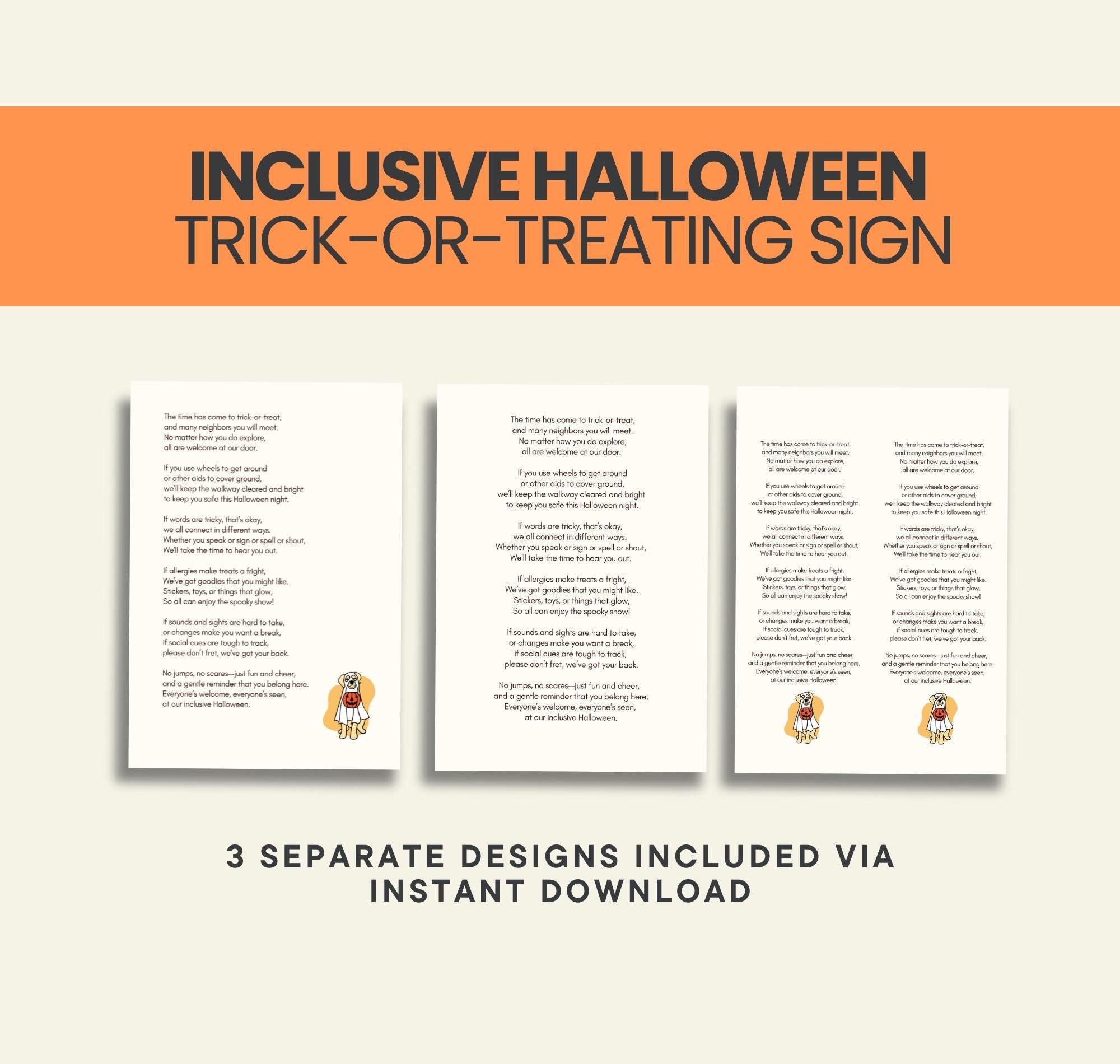 Inclusive Halloween Sign Dog in Costume Trick-or-treat, Trunk-or-treat ...