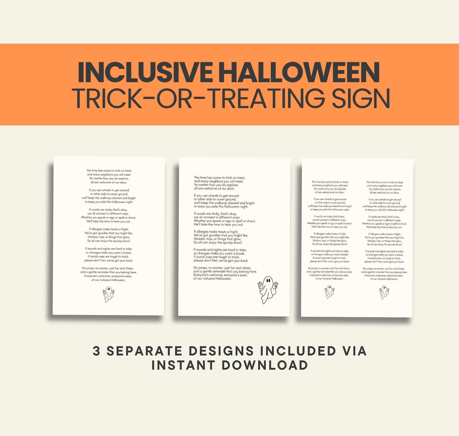Inclusive Halloween Sign - Cute Ghost | Trick-or-treat, Trunk-or-treat ...