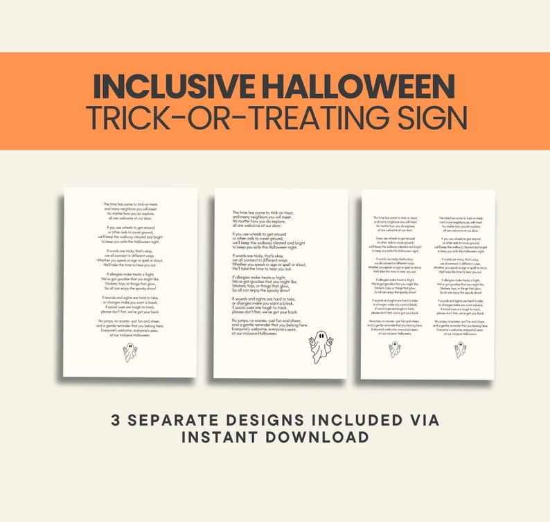 Inclusive Halloween Sign - Cute Ghost | Trick-or-treat, Trunk-or-treat ...
