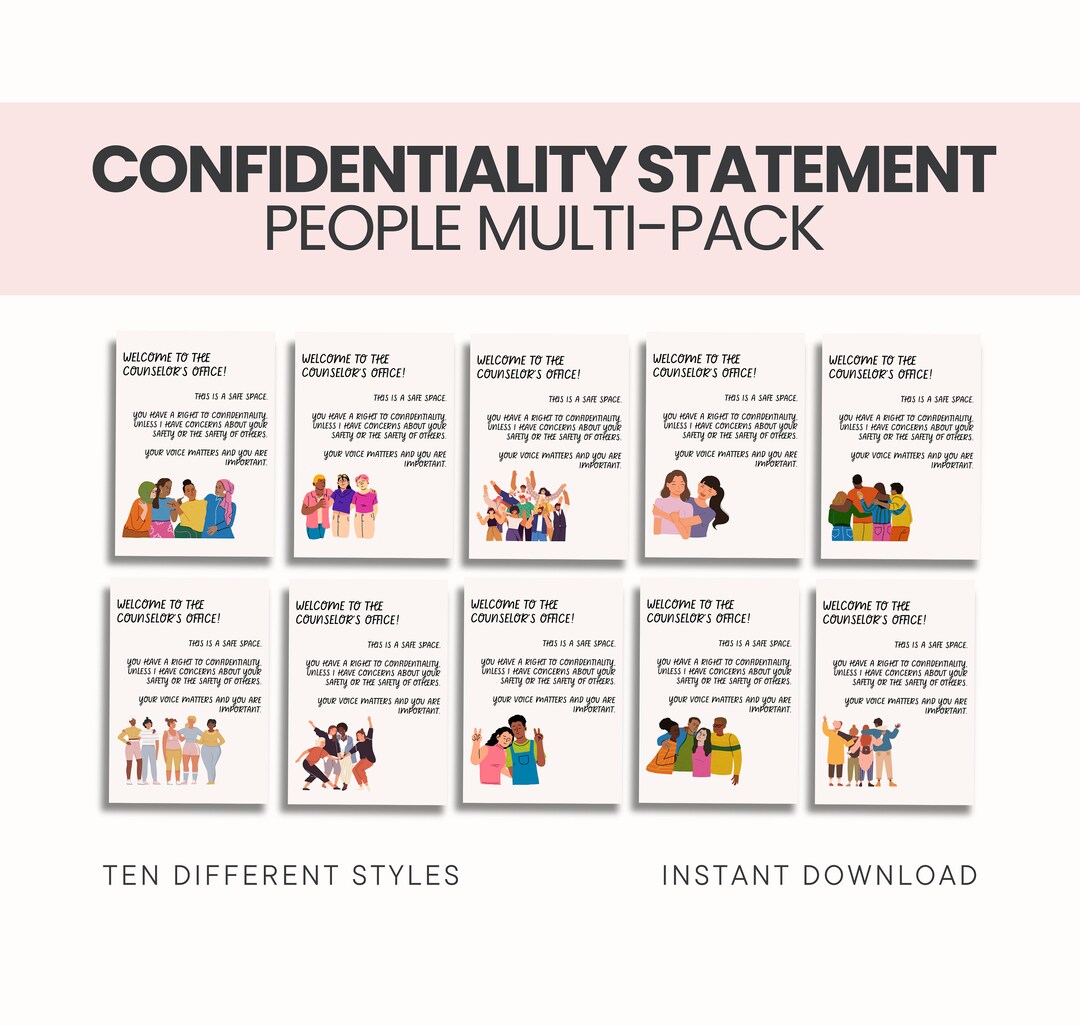 Counselor Confidentiality Statement "people" Multi-pack | School ...