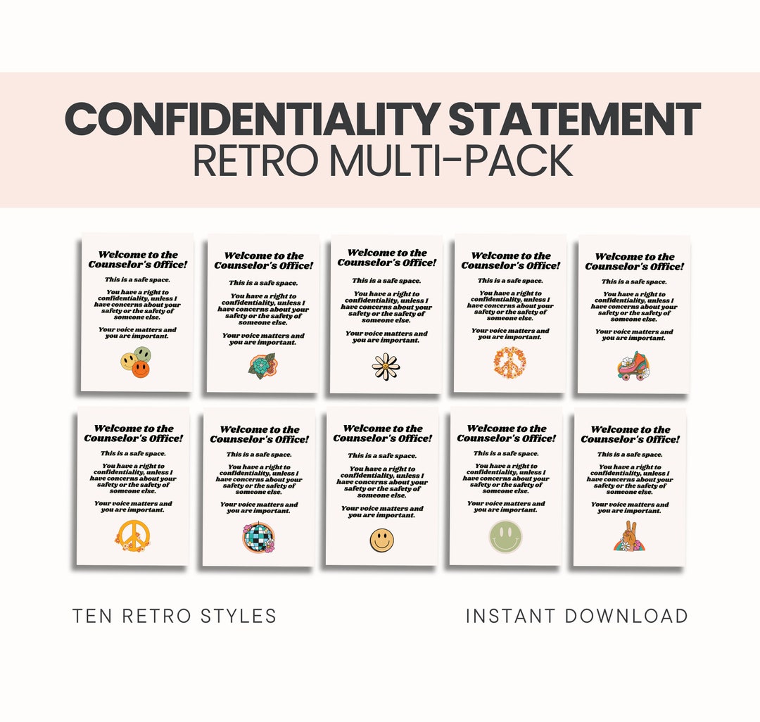 Counselor Confidentiality Statement "retro" Multi-pack | School ...