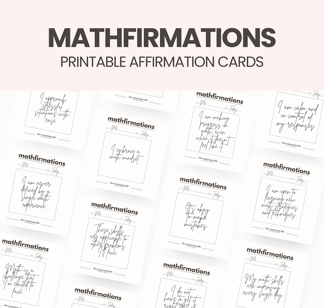 Mathfirmations | Math-minded Positive Affirmations | Math Flashcards ...