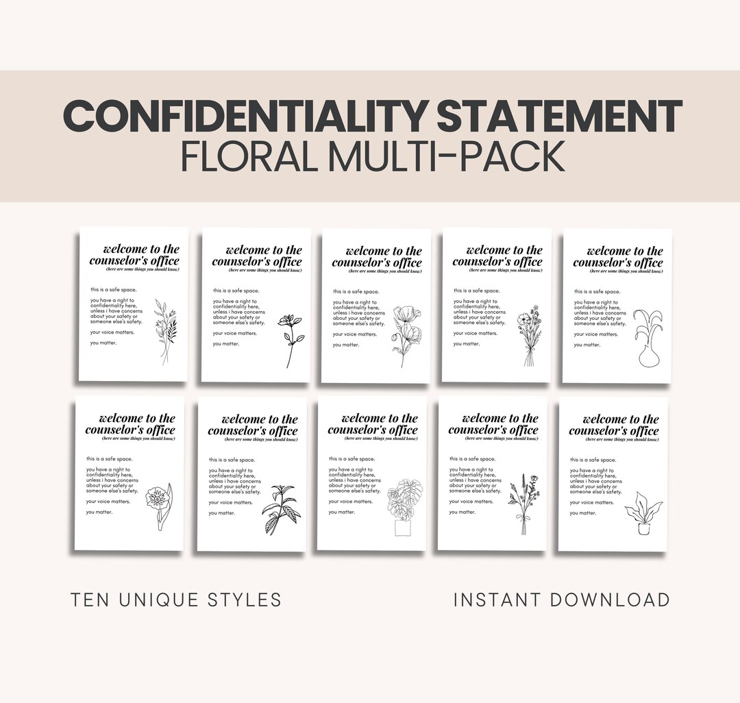 Counselor Confidentiality Statement "floral" Multi-pack | School ...