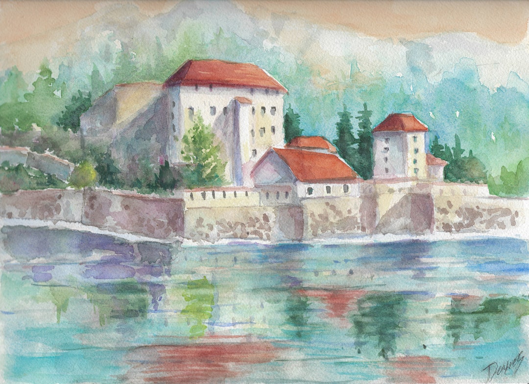 Passau on the Danube Print, Bavarian Watercolor Painting, Germany ...