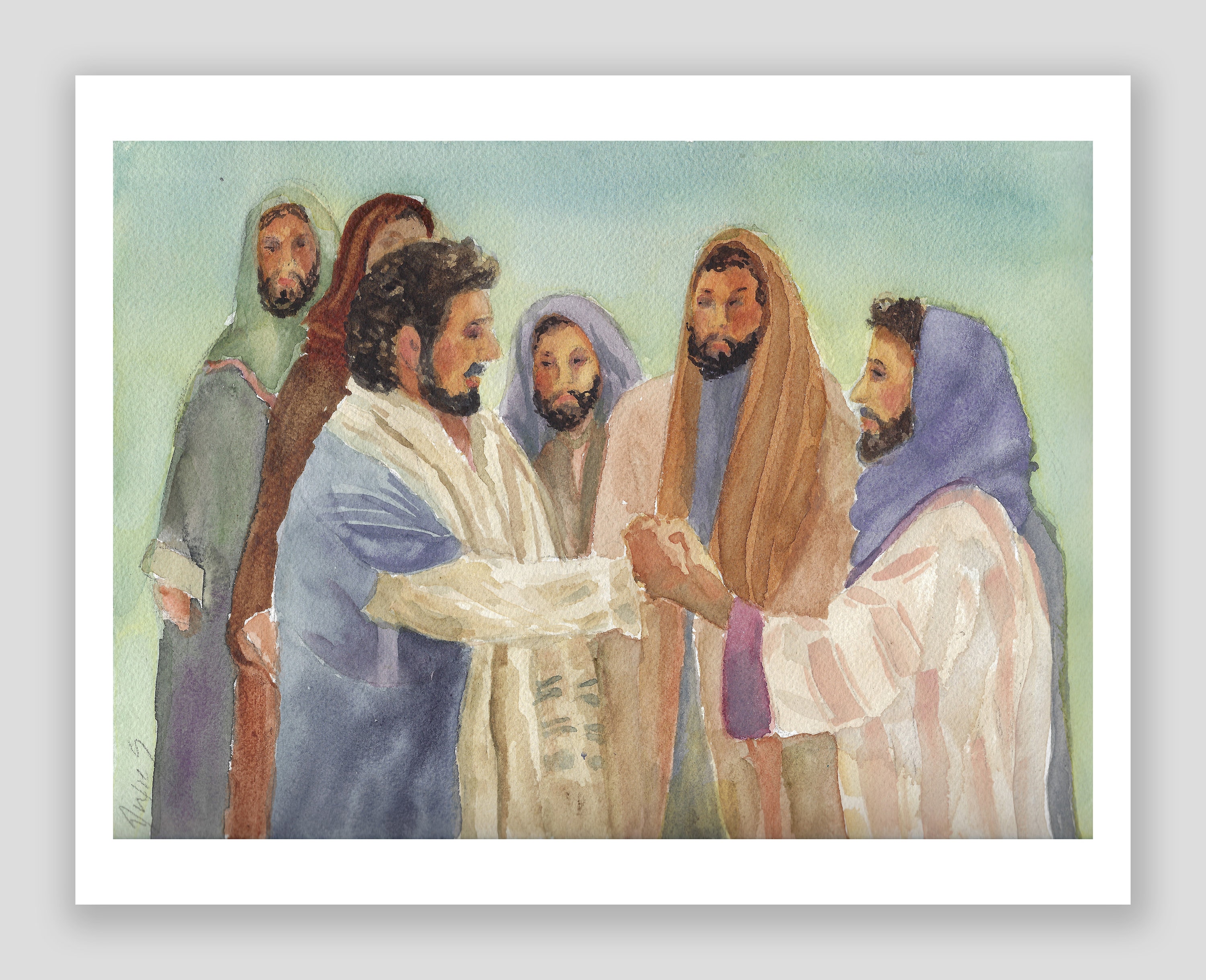 Jesus Calls the Twelve Apostles Print, Christian Art Print, Bible Story ...
