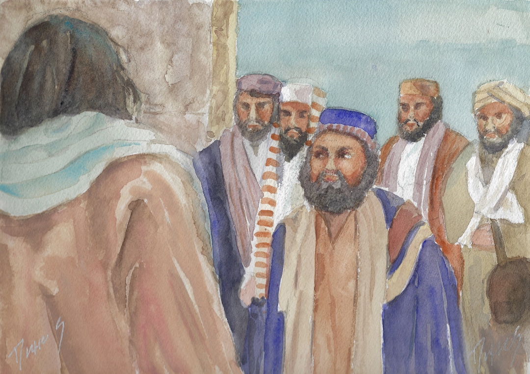 Jesus and the Pharisees Print, Christian Art Print, Jesus Art, Bible ...
