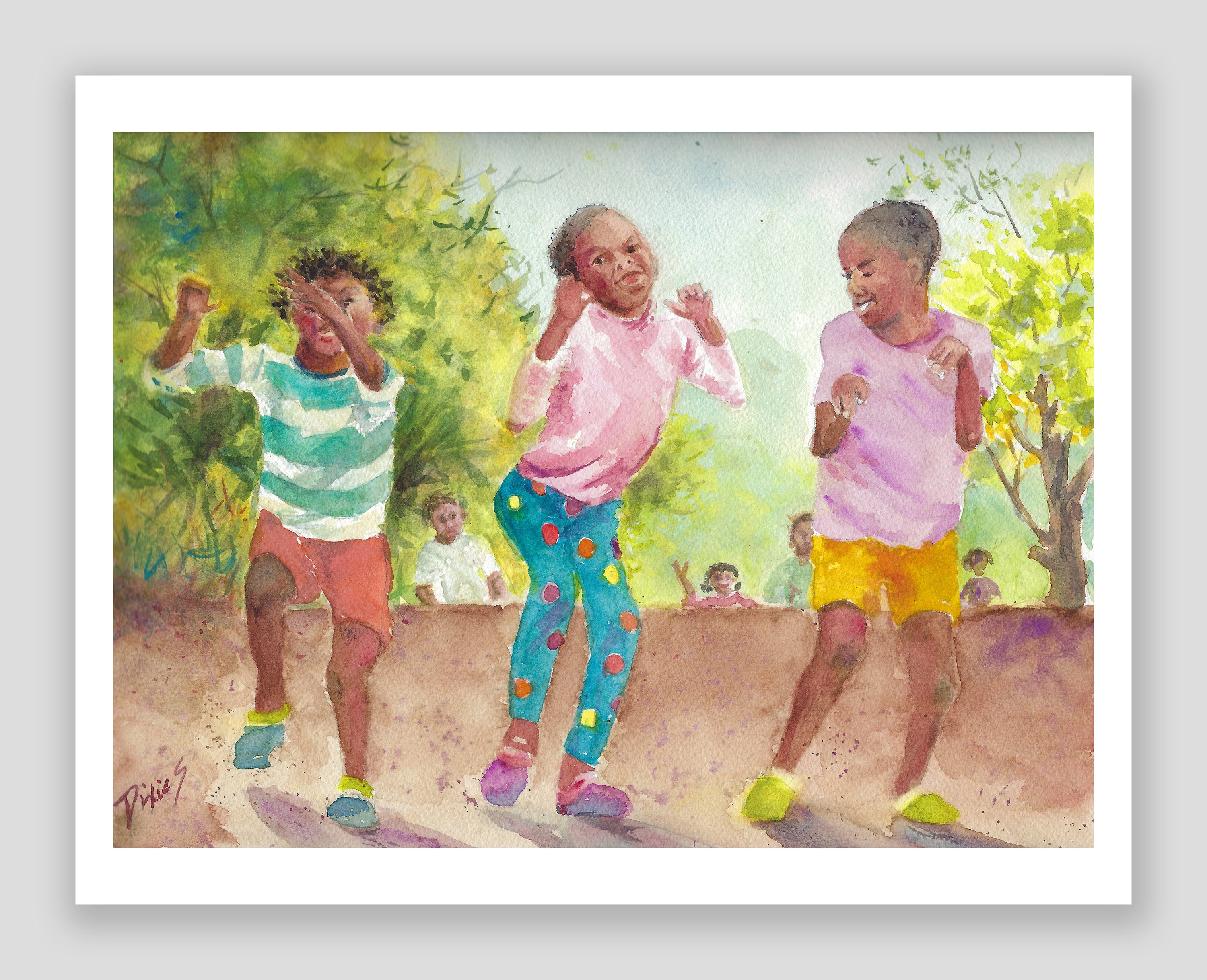 Joyful Noise, African Children Dancing Print, African Watercolor ...