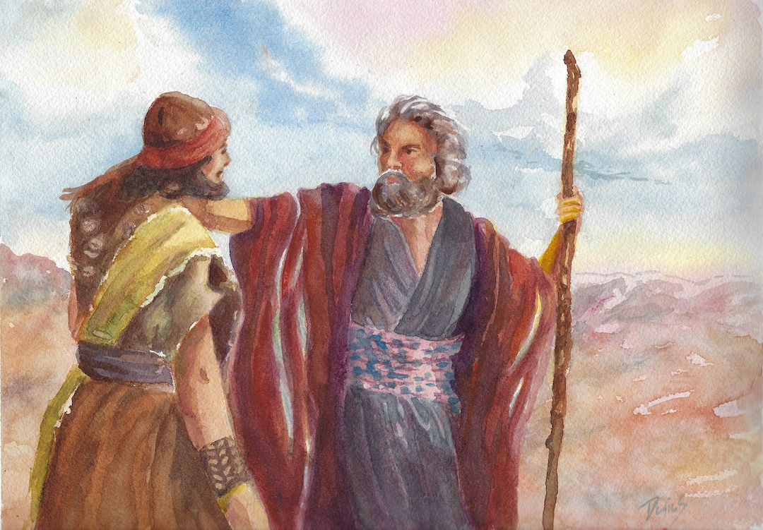 Moses Calls Joshua Print, Christian Art, Moses Print, Bible Story ...