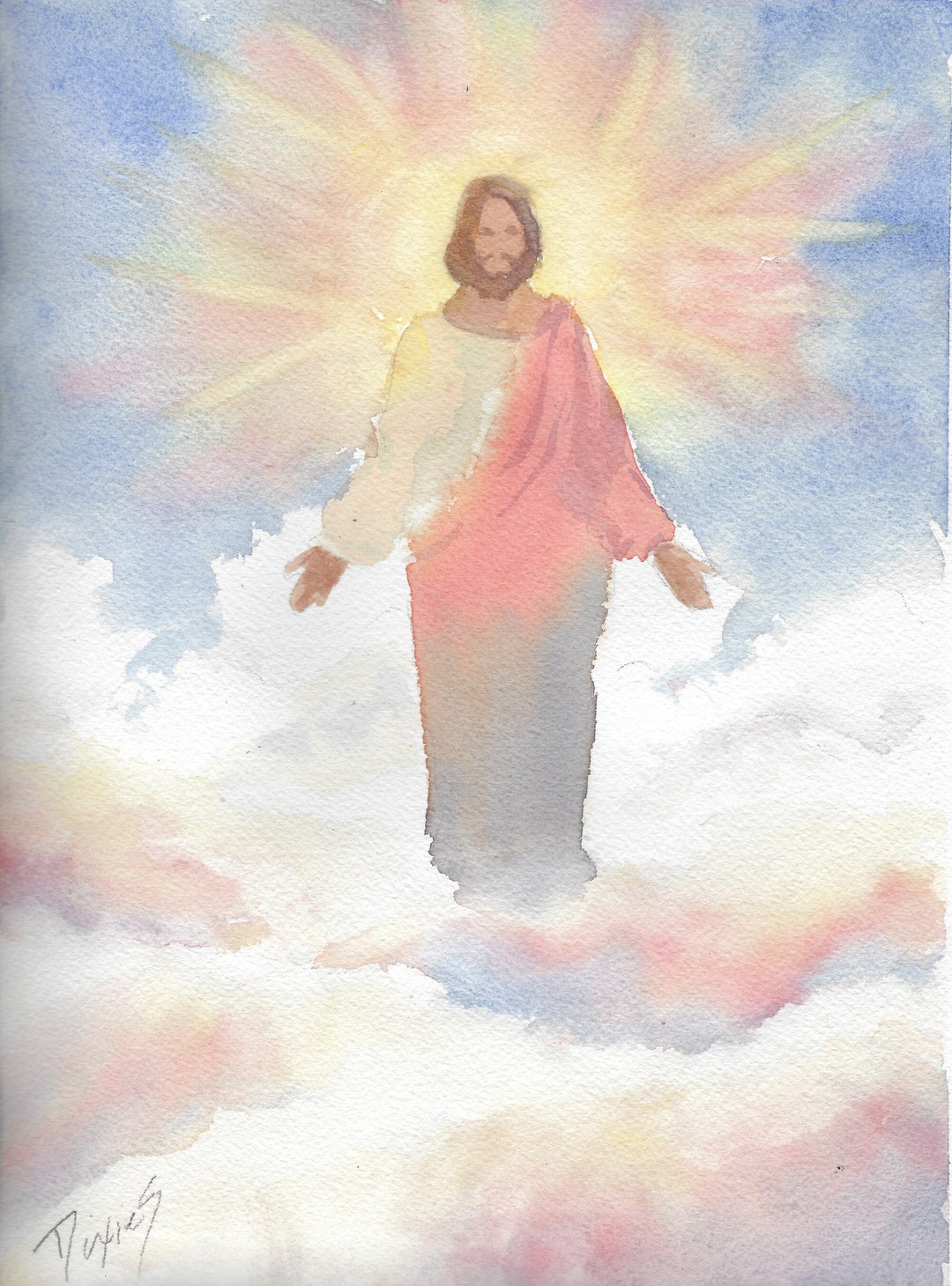 Jesus Asencion Print, Christian Art Print, Jesus Portrait Art, Bible ...