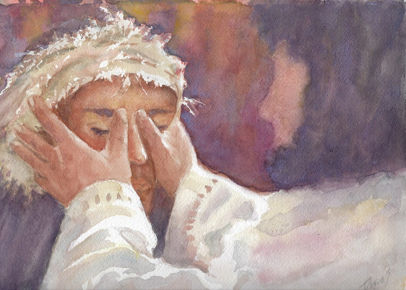 Jesus Heals the Blind Man Print, Christian Art Print, Jesus Heals ...