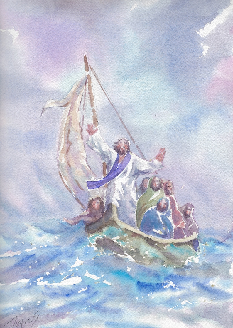The Tempest Print, Christian Art Print, Jesus Calms the Storm, Bible ...