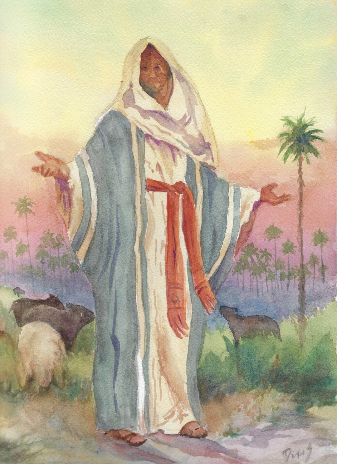 Good Shepherd Print, Christian Art, Jesus Print, Bible Story Watercolor ...