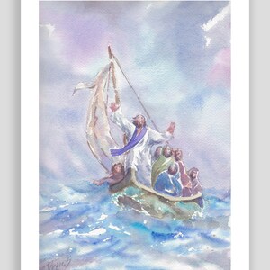 The Tempest Print, Christian Art Print, Jesus Calms the Storm, Bible ...