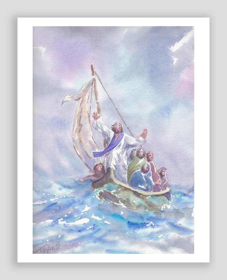 The Tempest Print, Christian Art Print, Jesus Calms the Storm, Bible ...