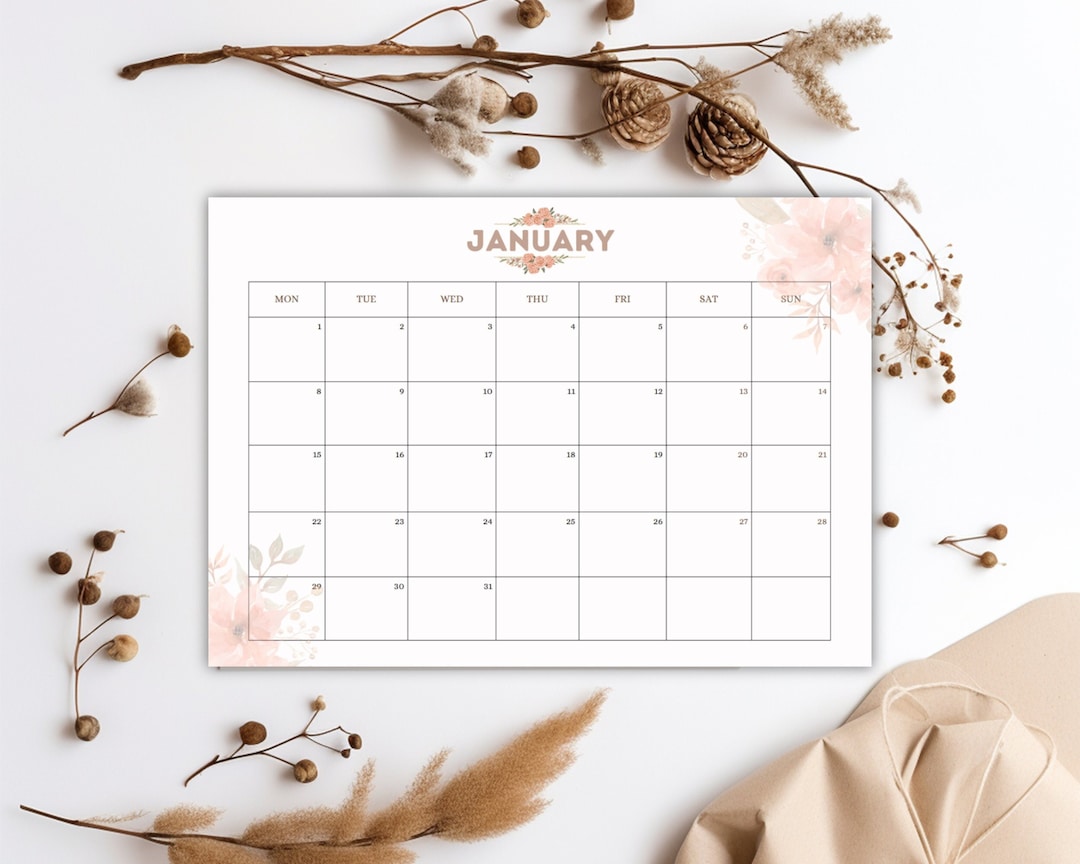 Printable Calendar 2024 | Floral Design | Wall Office Room House ...