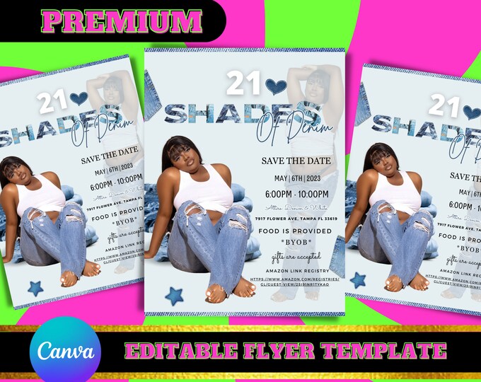 Editable Denim Flyer, DIY Customs Available Template, Premade Flyer ...