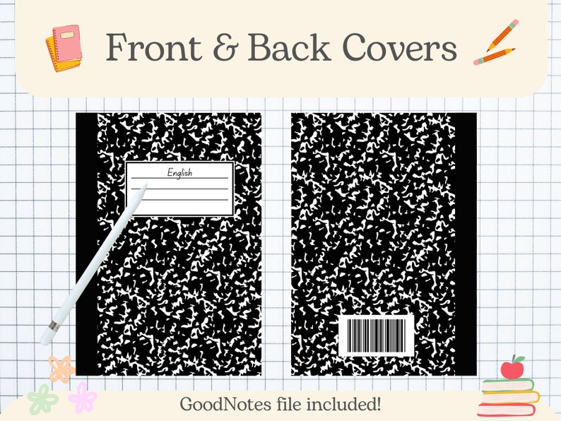 12 Goodnotes Covers, Digital Notebook Cover, Composition Notebook Cover ...