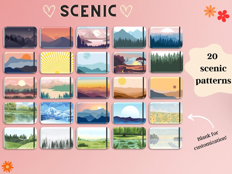80 Landscape Goodnotes Covers, Digital Notebook Cover, Patterns ...